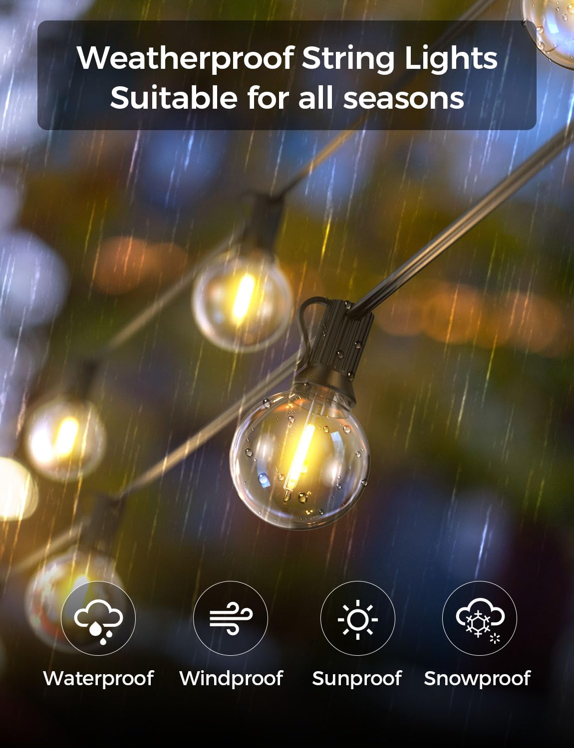 XMCOSY+ Outdoor String Lights 100Ft Dimmable Patio Lights, 50+3 G40 Globe Shatterproof Bulbs, Hanging Waterproof LED String Lights for Outside, Porch, Patio, Yard, Bistro, Café