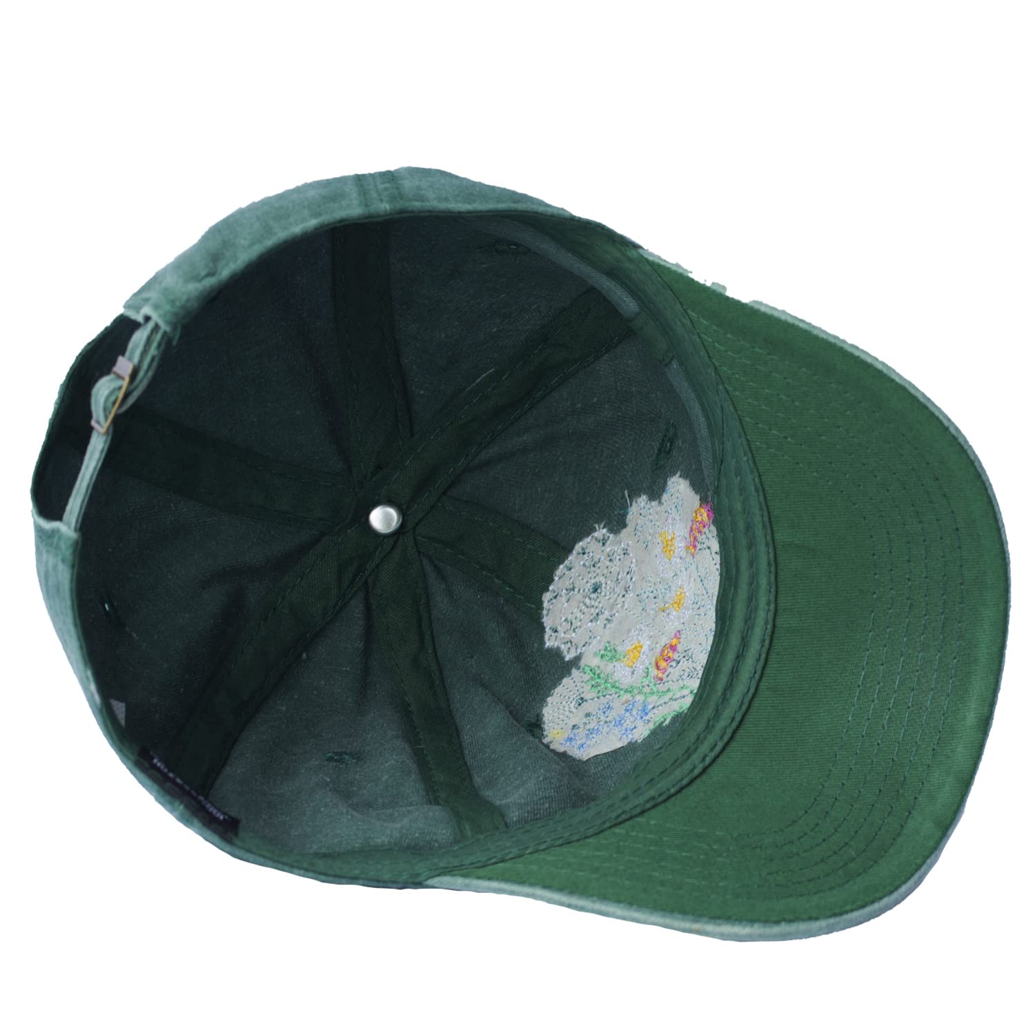 Women Wildflower Hat - Garden Baseball Hat ,Embroidered Floral Green Baseball Hat,Green