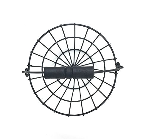 Wire Egg Basket, Round with Wood Handle, Black by EggBaskets