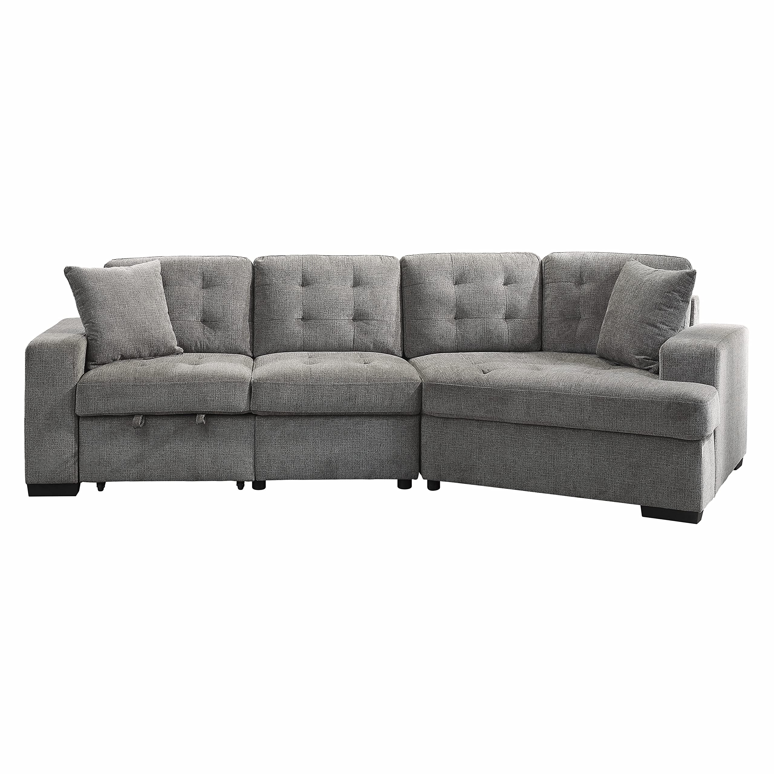 Lexicon Mid Century Modern 2-Piece Sectional Sofa with Pull-Out Ottoman, Chenille Fabric Convertible Sectional Couch Lounge Sofa with Cuddler for Living Room, Bedroom, Office, Apartment, Gray