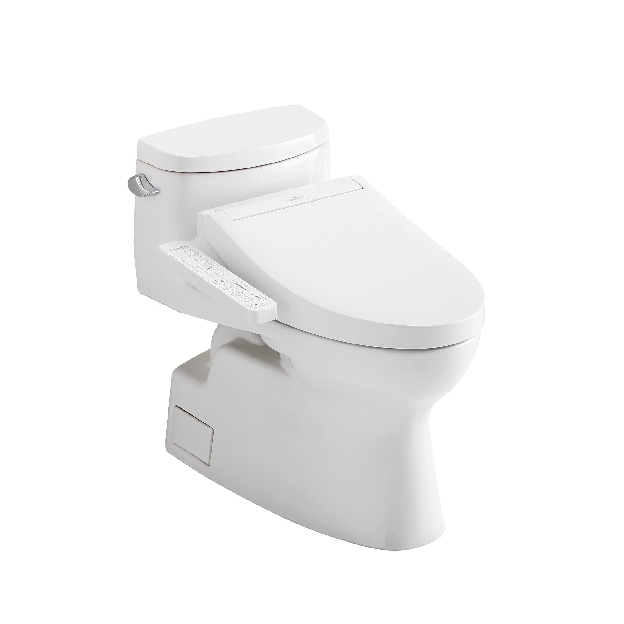 TOTO® WASHLET+® Carolina® II One-Piece Elongated 1.28 GPF Toilet and WASHLET+® C2 Bidet Seat, Cotton White - MW6443074CEFG#01