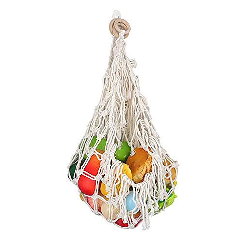 Storage Hammock Stuffed Toy Organizer, Plush Animals Fruit Vegetable Holder, Boho Wall Sling Corner Cotton Rope Hand-woven Mesh Net Bag, Stuff Display Easily (Medium)