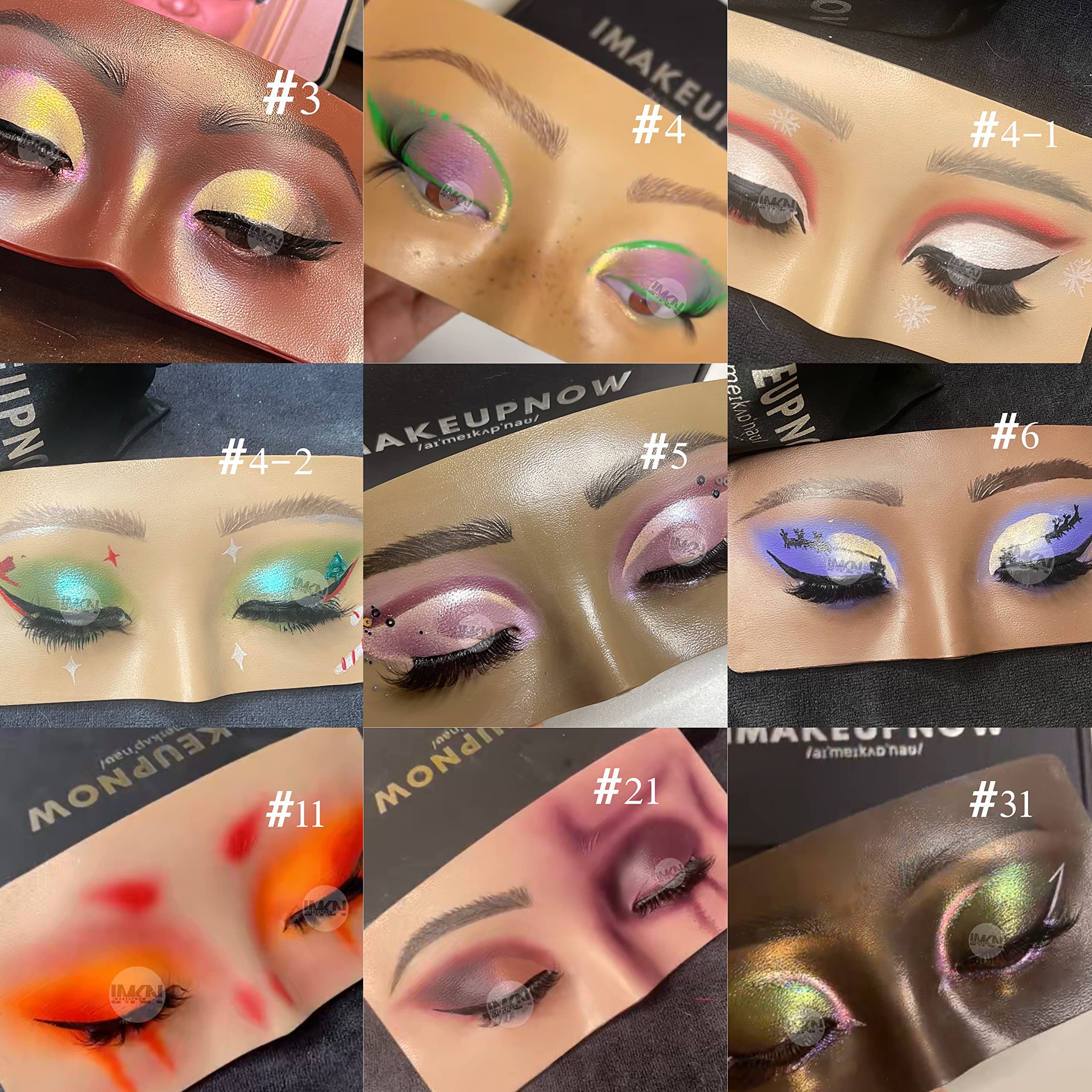 IMAKEUPNOW Makeup Practice Face Board 3D Realistic Pad with Cleaning Brush for Makeup Artist Board Makeup Practice, Eyeshadow Eyeliner Eyebrow Mapping Realistic Face Skin Eye Makeup Gift for Women