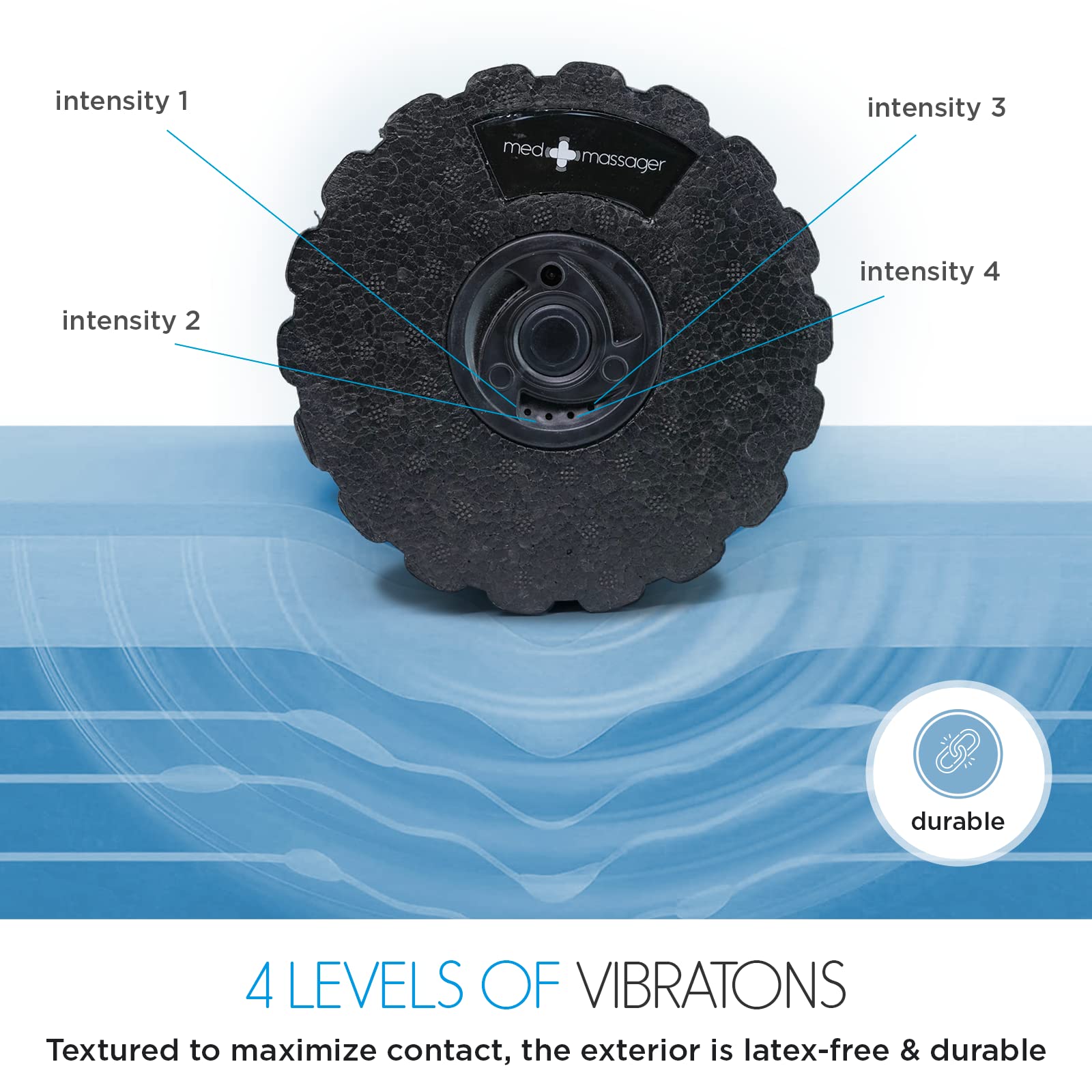MedMassager Rollvibe Max Vibrating Foam Roller, High Intensity Deep Tissue Muscle Massager with 4 Adjustable Speeds for Pre and Post Workout