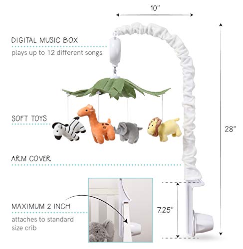 The Peanutshell Safari Animals Musical Crib Mobile for Baby Boys & Girls | Digital Music Box with 12 lullabiesā¦