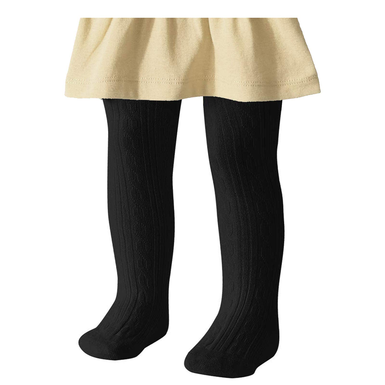 Namektch Baby Girls Tights, Seamless Knit Cotton Leggings Pants Infant Toddler Girl Stockings (Black, 1-2 Years)