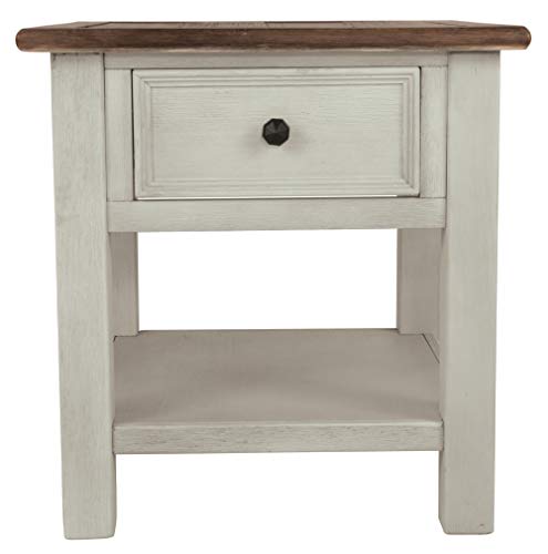 Signature Design by Ashley Bolanburg Farmhouse Square Two Tone End Table, Antique Cream