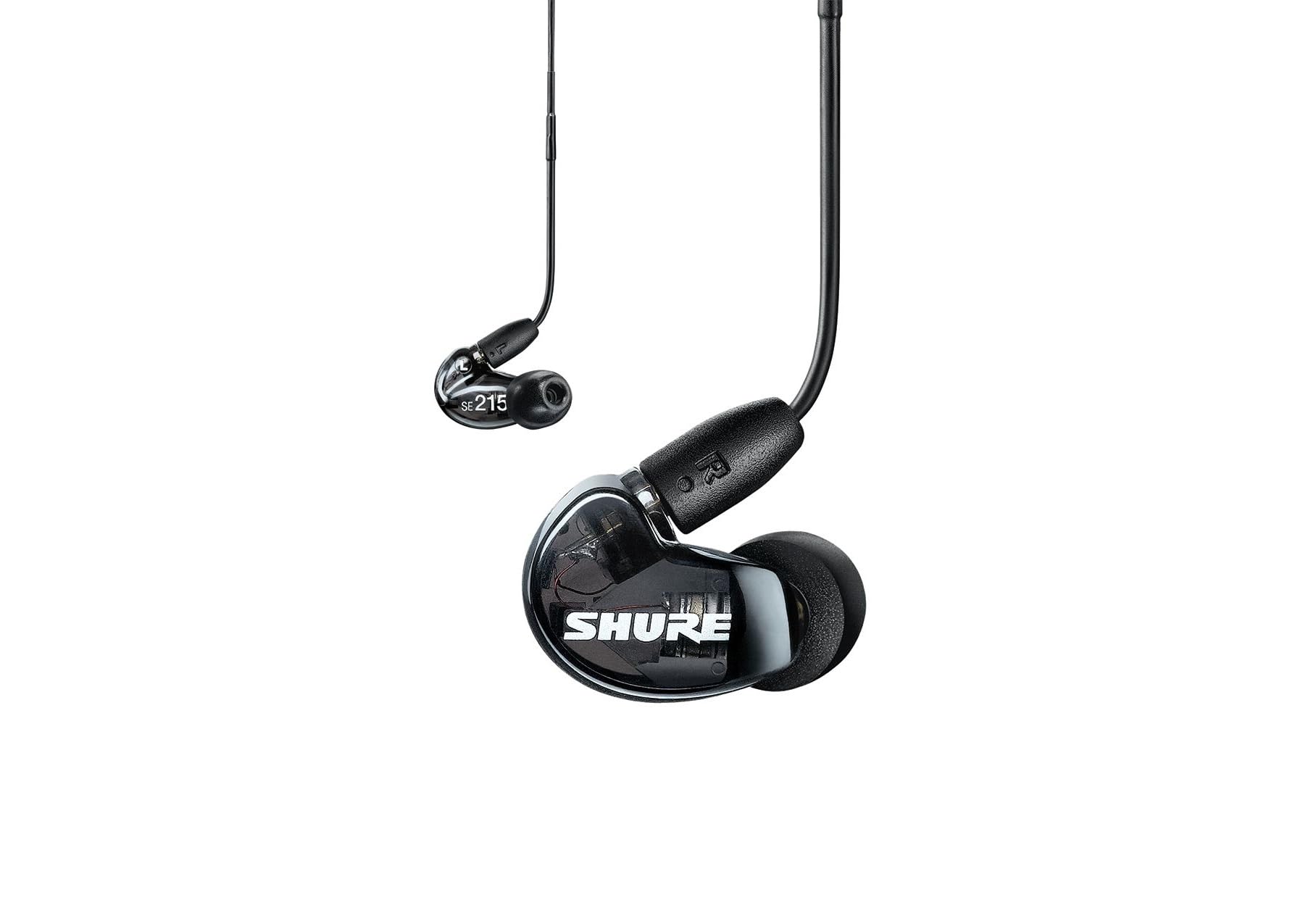 Shure AONIC 215 Wired Sound Isolating Earbuds, Clear Sound, Single Driver, Secure In-Ear Fit, Detachable Cable, Durable Quality, Compatible with Apple & Android Devices - Black