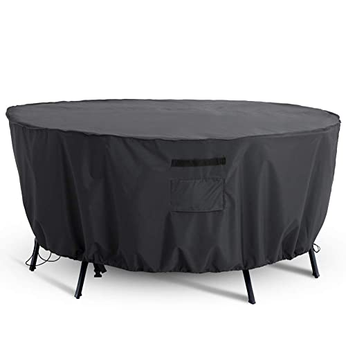 Tempera Outdoor Round Table Cover , Sectional Sofa , Dining Set cover , Anti-Fading , Waterproof Patio Cover for Outdoor Furniture, 96"D x 28"H, Space Grey