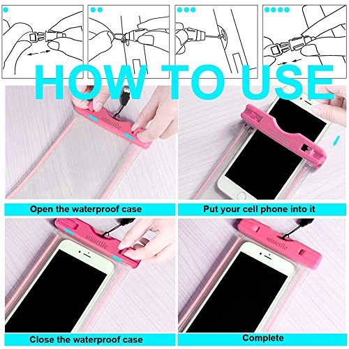 Waterproof Phone Pouch Holder, Smartlle Universal Waterproof Phone case, Dry Bag Underwater Snowproof for iPhone 13 12 11 Pro Max XR,XS, 8,7,6 Plus,SE, Galaxy S22/A/Note, LG,7β, Beach Water Pool Black