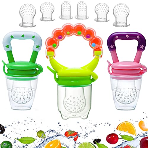 Shakar Baby Food Feeder Pacifier - 3 Pack Silicone Fruit Feeder Teethers for Babies |Baby Silicone Feeder Pacifier | Teething Feeder | Baby Fruit Pacifier Feeder| Silicone Feeder for Infants (Mix)