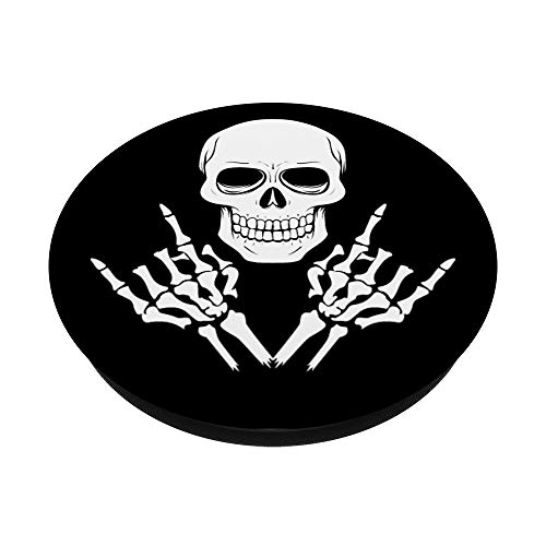 Rock Hands Skull Skeleton On Black Background PopSockets PopGrip: Swappable Grip for Phones & Tablets