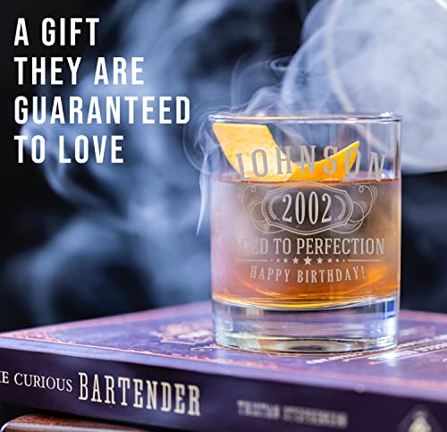 Personalized Etched 11oz Whiskey Glass - Custom Engraved Bourbon Customized Birthday Gifts for Men, Dad Scotch Drinking Glasses, Groomsmen Gifts, Liquor Cocktail Rocks Old Fashioned, Bernard