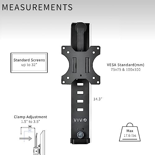 VIVO Black Office Cubicle Bracket VESA Monitor Mount Stand Hanger Attachment, Adjustable Clamp for 17 to 32 inch Screens, Mount-CUB1