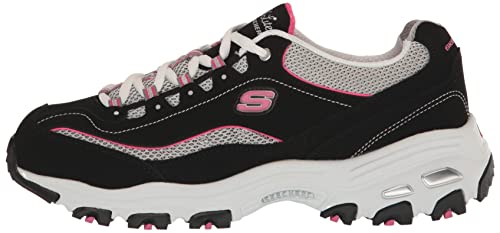 Skechers womens D'lites - Life Saver Memory Foam Lace-up Sneaker,Black/Pink,8 M US