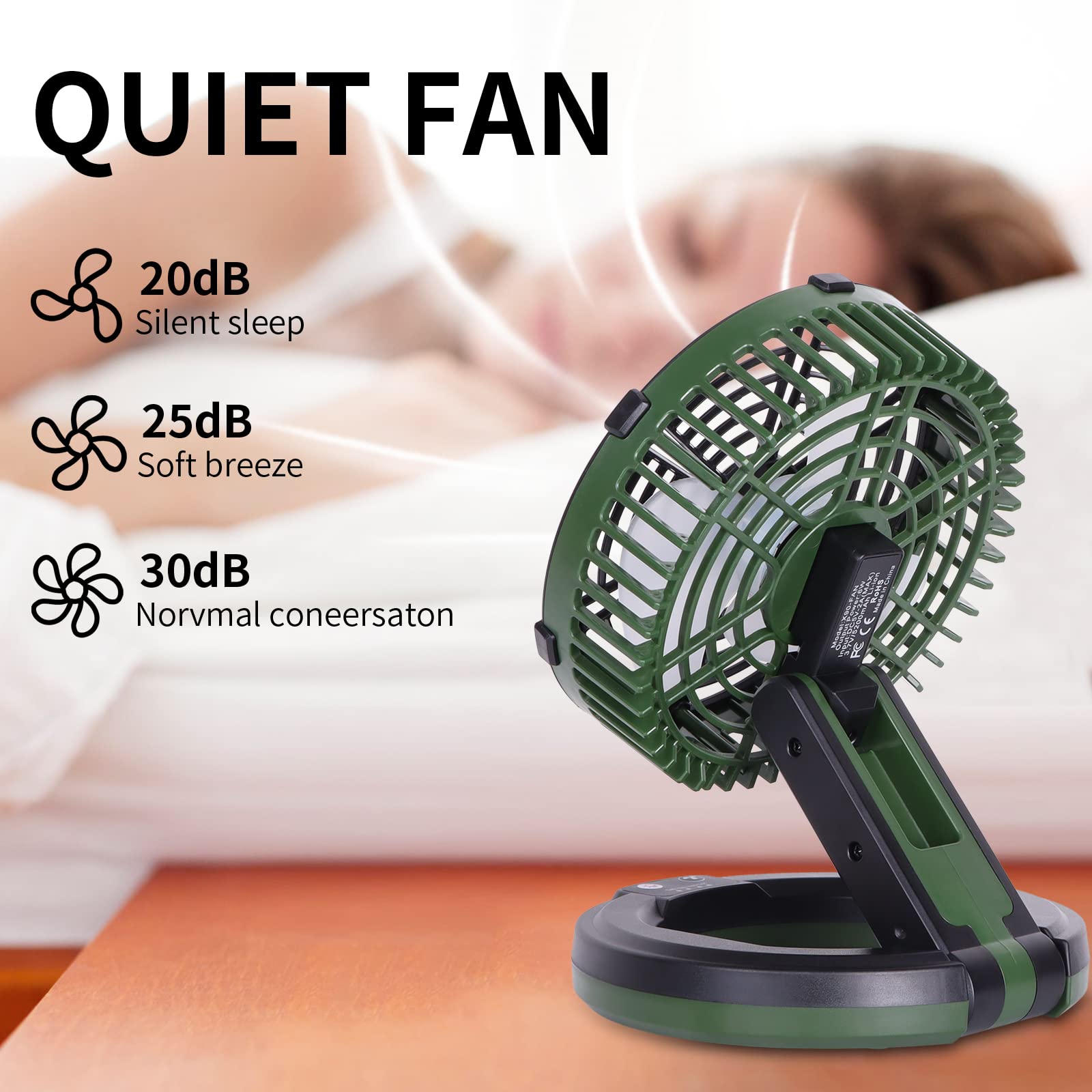 Portable fan Battery Operated Fan USB Desk fan Camping Fan for Tents,Battery Operated portable Fan Personal Fan battery powered fan camping portable fan Outdoor fan Rechargeable Fan with Hanging