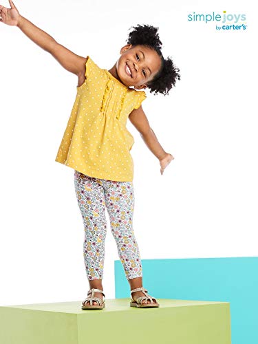Simple Joys by Carter's Toddler Girls' 3-Piece Playwear Set, Blue/Orange Stripe/Pink Cars/White, 3T