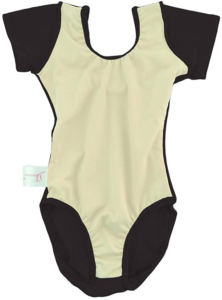 Dancina Black Leotard Short Sleeve Girls Modest Coverage Breathable Ballet Dance Unitard 10Black