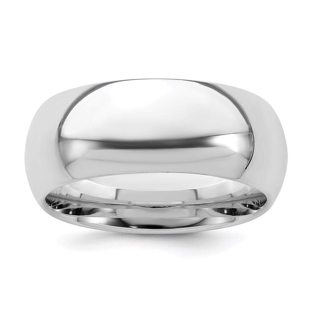 Forever Flawless Jewelry 8mm High Polish Finish Half Round Domed Comfort Fit Sterling Silver Wedding Band - Size 12.5