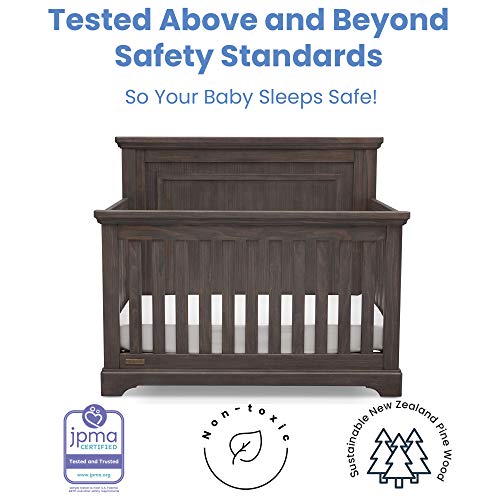 Simmons Kids SlumberTime Paloma 4-in-1 Convertible Crib, Rustic Grey + Serta Perfect Slumber Dual Sided Recycled Fiber Core Crib and Toddler Mattress (Bundle)