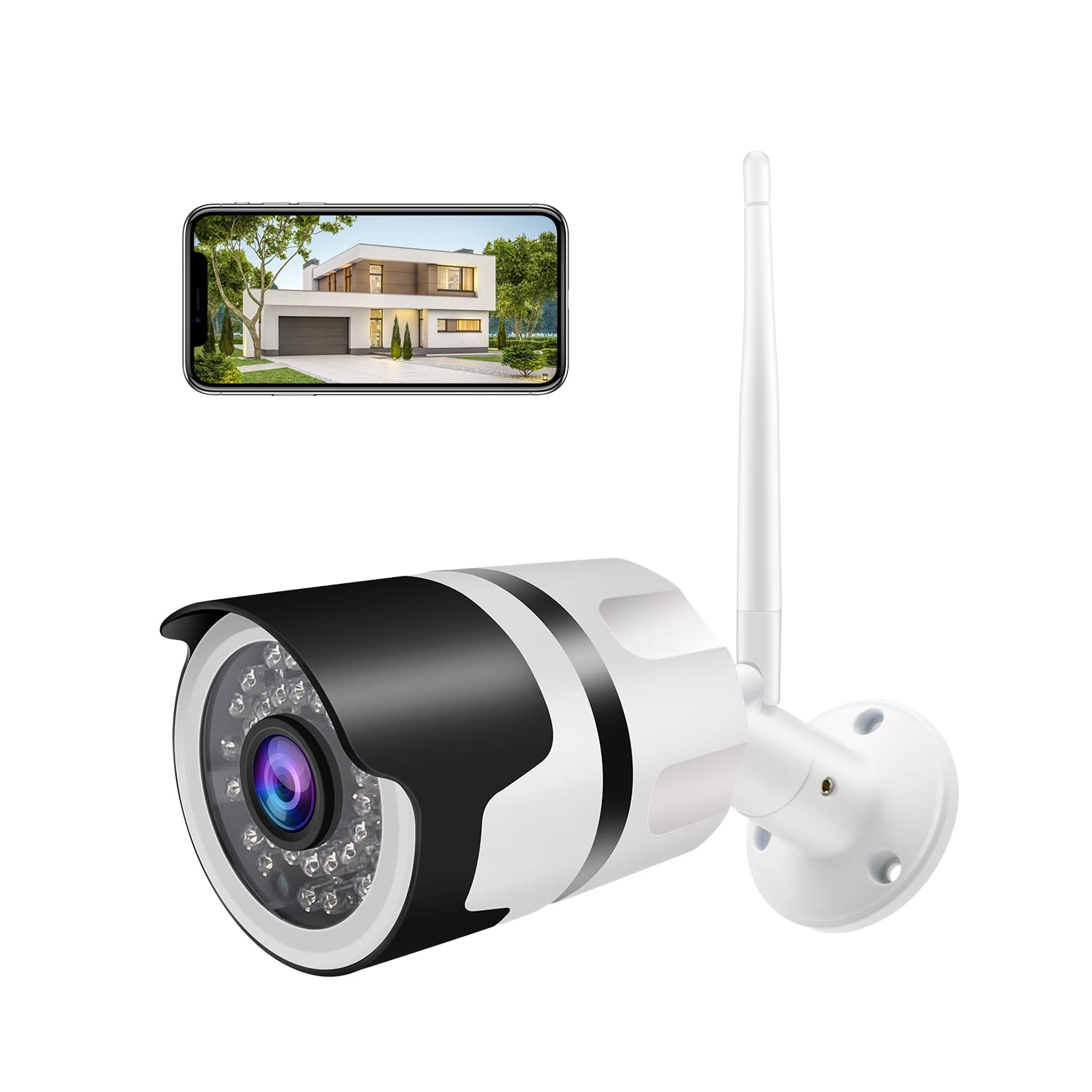 Outdoor Security Camera, 1080P Camera Surveillance with IR Night Vision Waterproof Wireless Security Camera, Two-Way Audio, Motion Detection, Smartphone Compatible