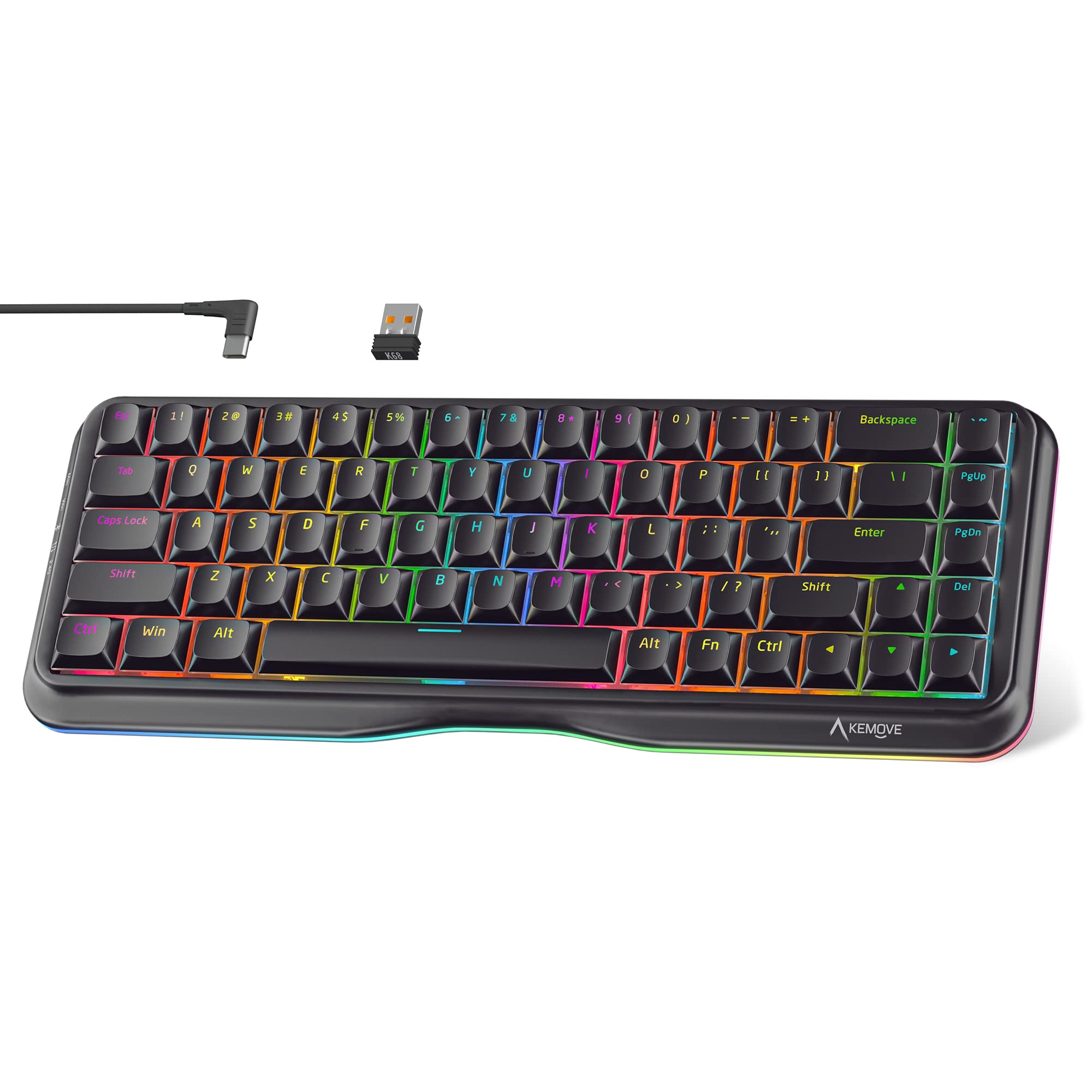 KEMOVE K68 60% Wireless Mechanical Keyboard, Cherry MX RGB Switches Supports 2.4G/Bluetooth5.0/USB-C, RGB LED Backlit Hot-Swappable Compact 68 Keys Wired Gaming Keyboard for Mac Windows