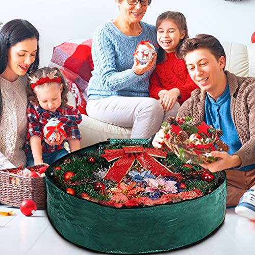 ProPik Christmas Wreath Storage Bag 36" - Garland Holiday Container with Tear Resistant Material - Featuring Heavy Duty Handles and Transparent Card Slot - 36β X 8β (Green)