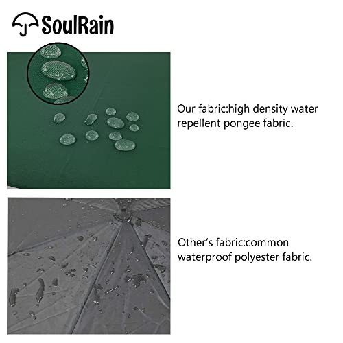 SoulRain 48" Arc Classic Wood Handle Umbrella Auto Open Windproof Unbreakable Stick Rain Umbrella (Hunter Green)