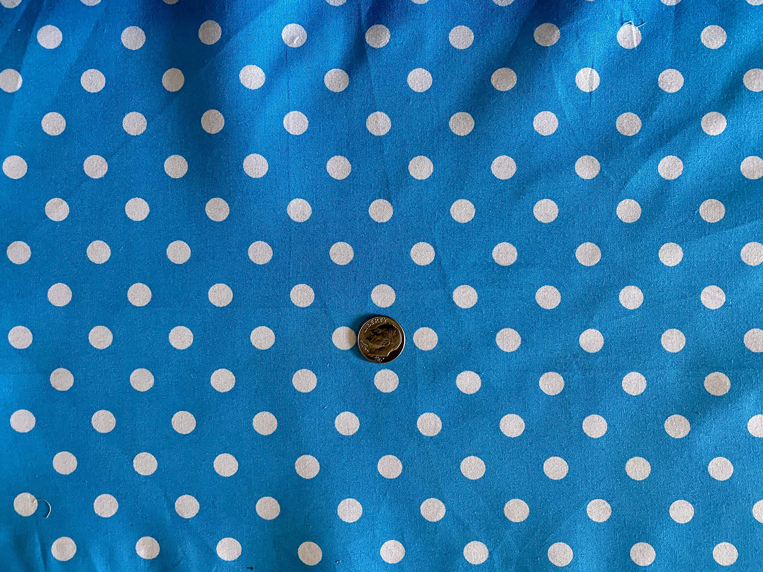 Valentina Textile inc Small Polka Dot Poly Cotton Multi-Colors 60" Wide Polyester by The Yard (1 Yard, Baby Blue White)