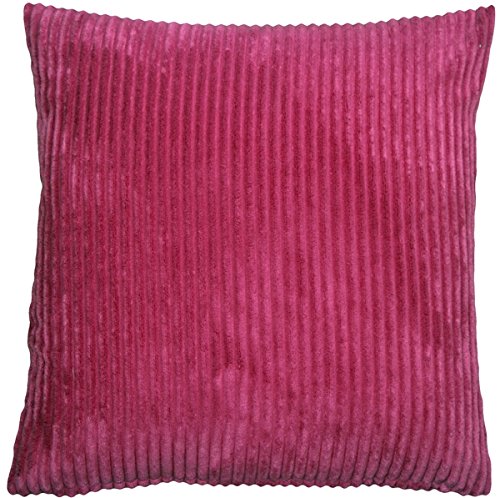 PILLOW DÉCOR Wide Wale Corduroy 18x18 Magenta Pink Throw Pillow
