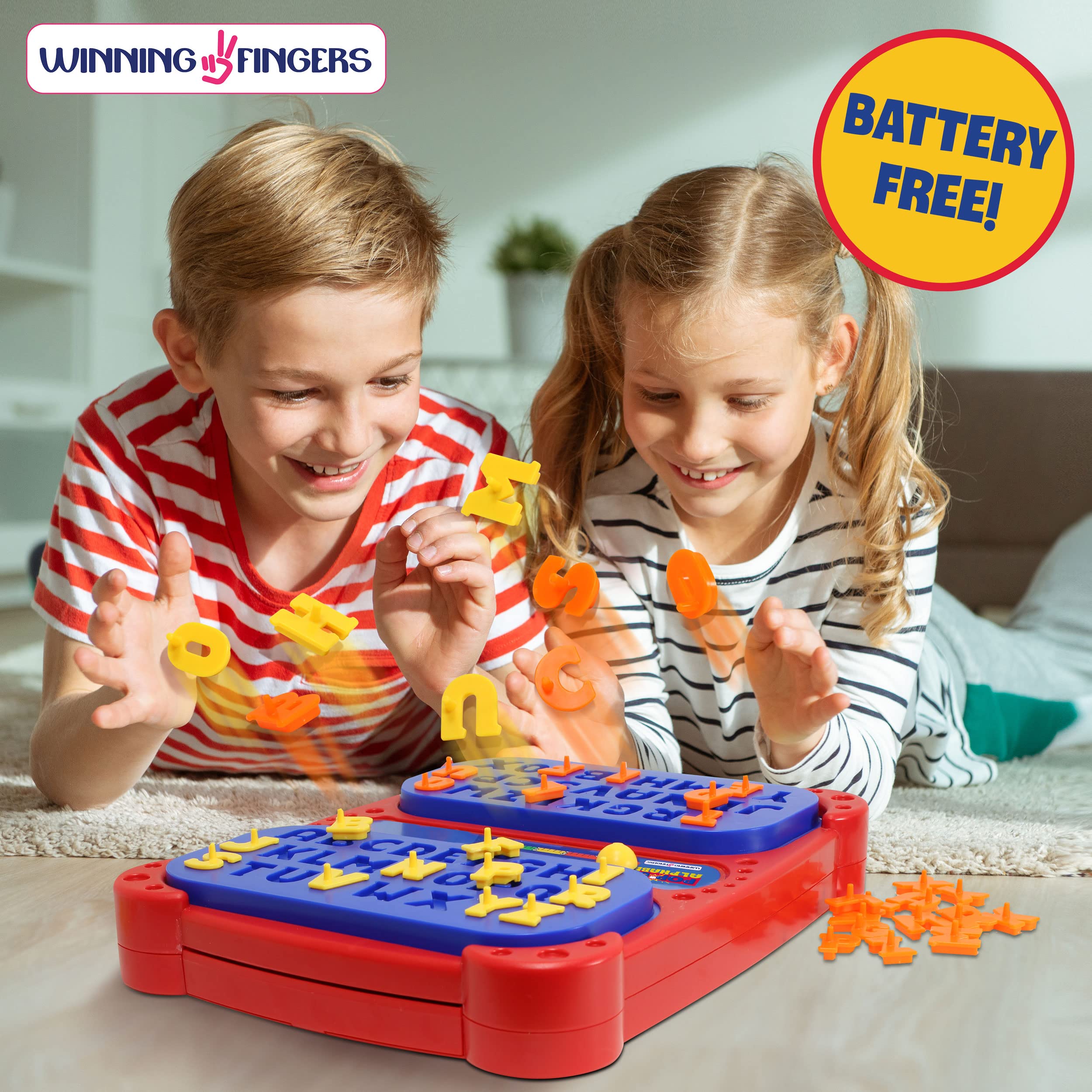 Winning Fingers Pop Up Board Game 2-Player | Preschool Game with Alphabet Puzzle Pieces | Educational Learning Toy for Toddler and Kids Ages 3+