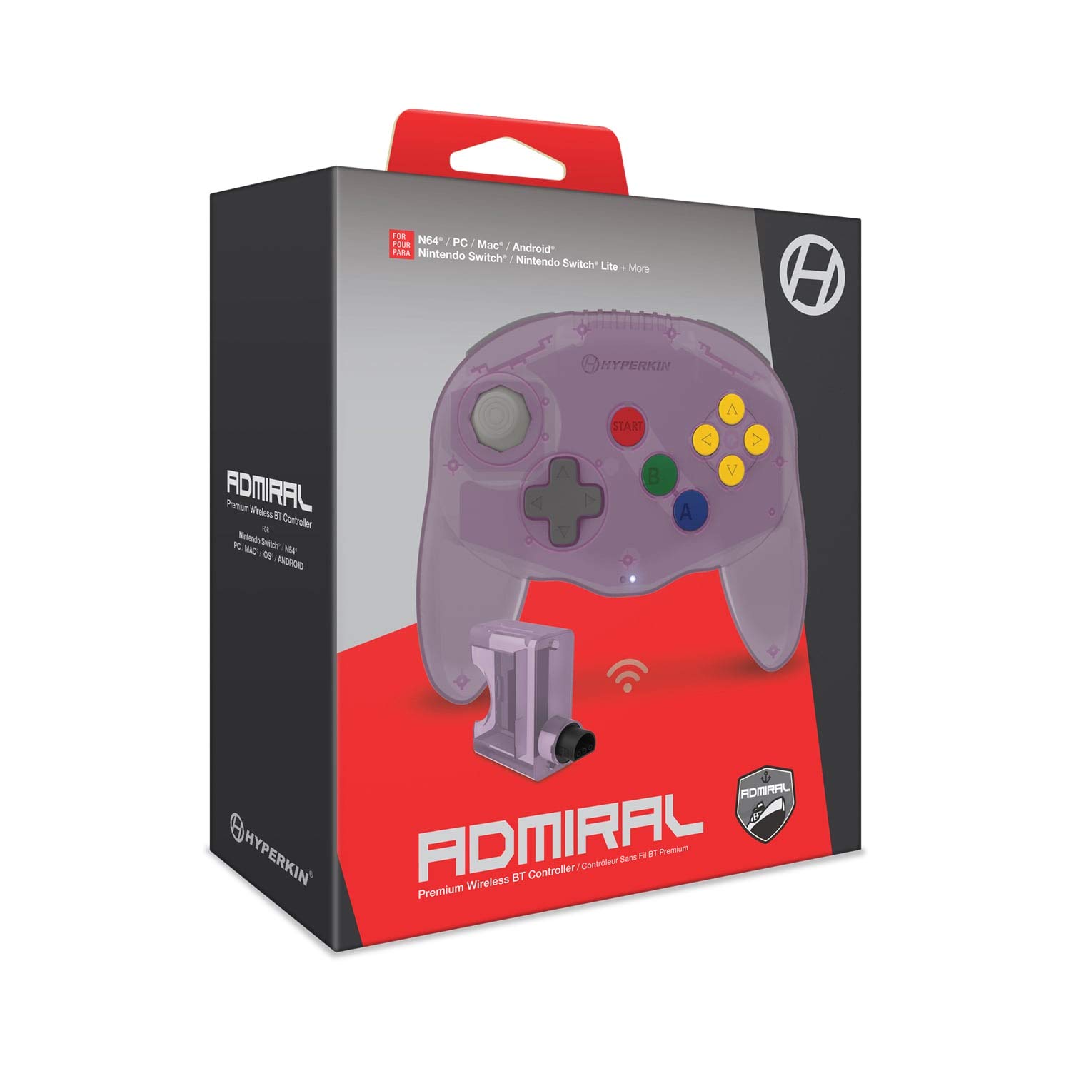 Hyperkin "Admiral" Premium BT Controller for N64/ Nintendo Switch/ Lite/ PC/ Mac/ Android (Amethyst Purple) - Nintendo 64