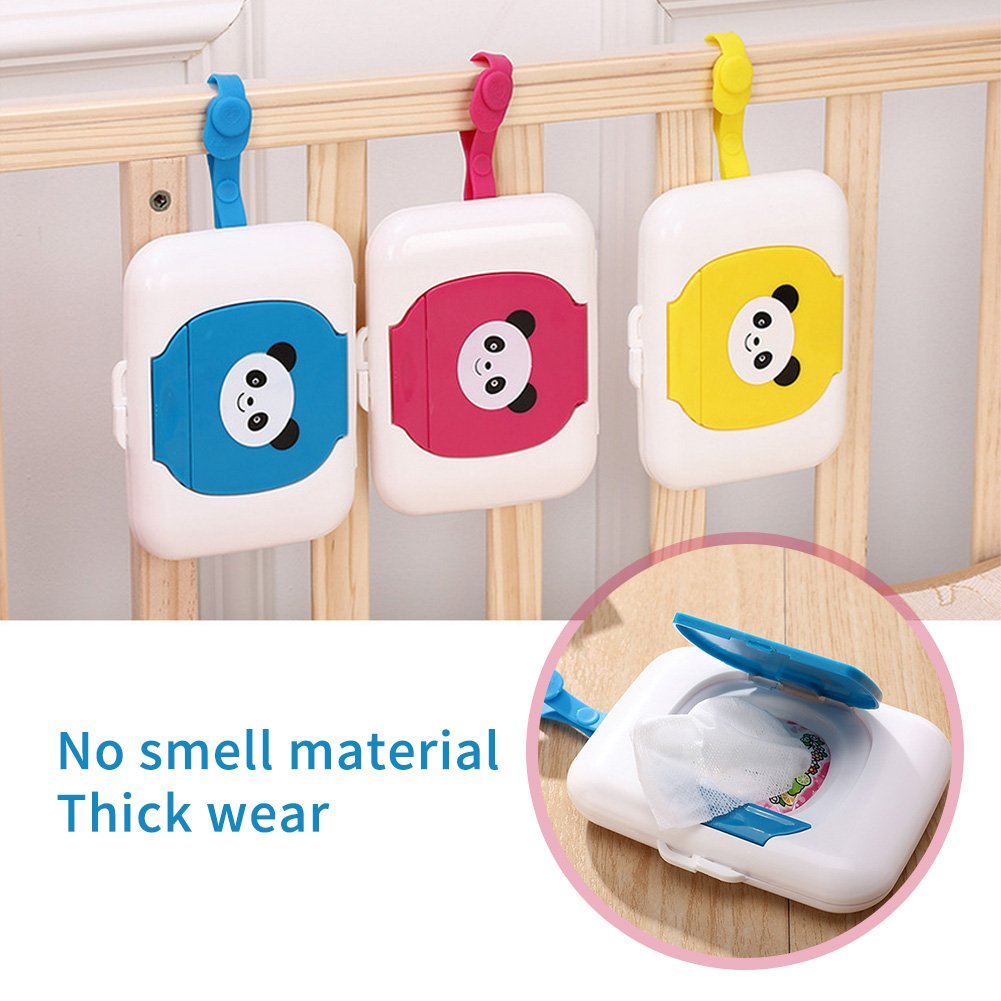 Wet Wipes Storage Box, Outdoor Travel Stroller Wet Wipes Dispenser Refillable Container Carrying Holder for Home Outdoor Travel(White + Blue)