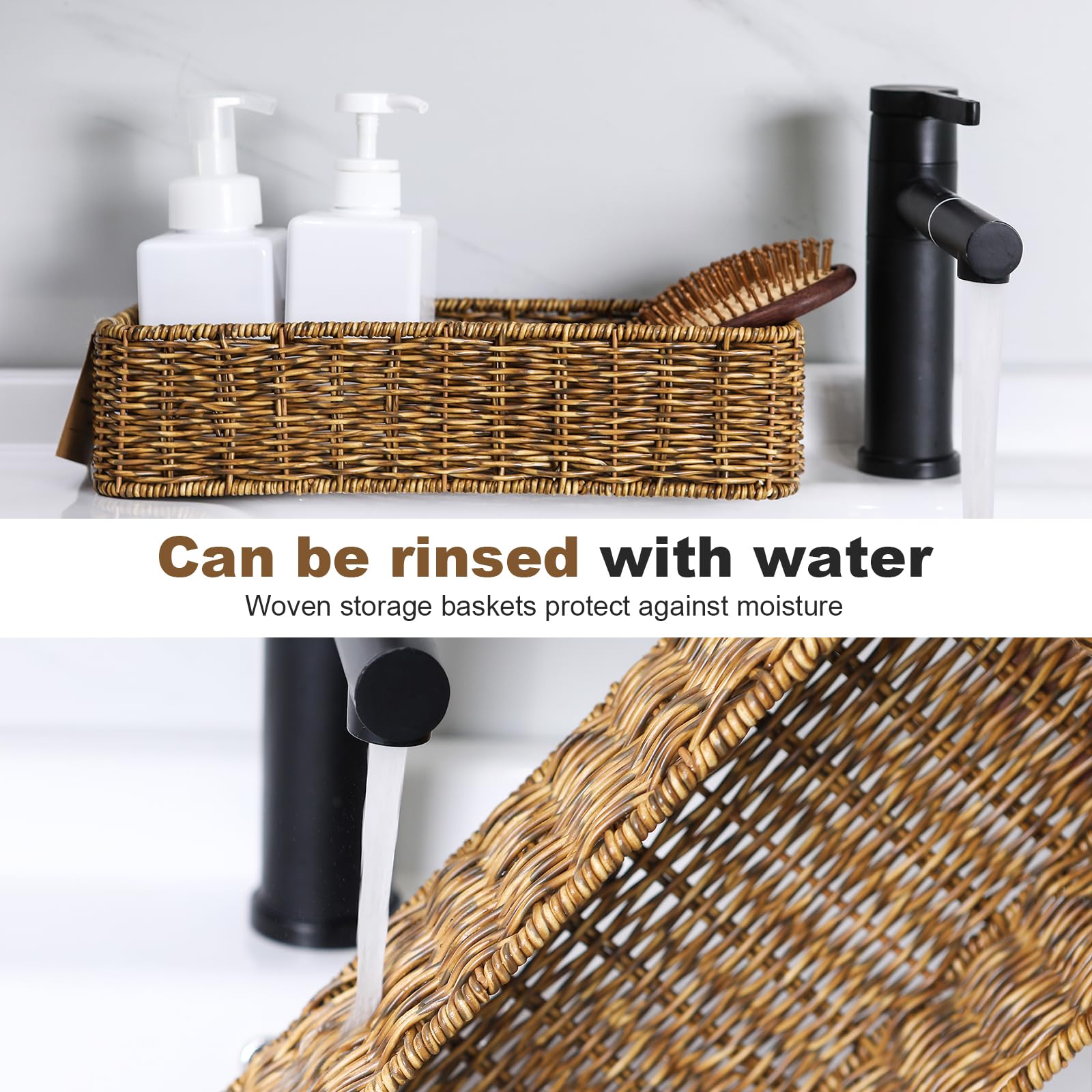 UPINFREESmall Wicker Baskets, Wicker Toilet Basket Tank Topper,Toilet Paper Basket for Back of Toilet Tank Top, 1-Pack
