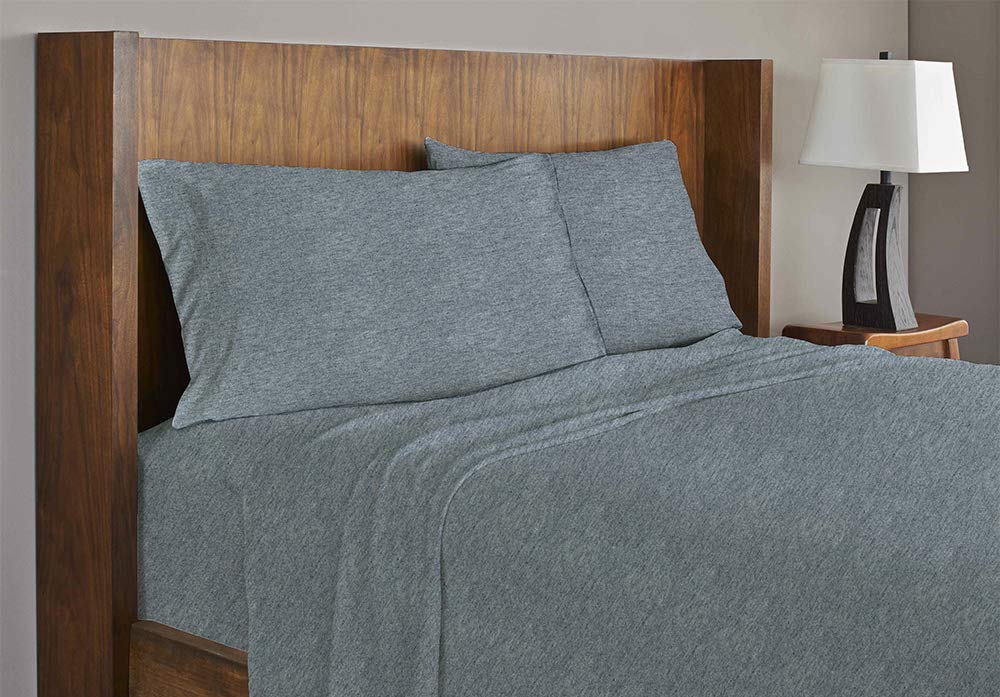 ROYALE LINENS Soft Tees Luxury Cotton Modal Jersey Knit Sheet Set, Chambray, Twin