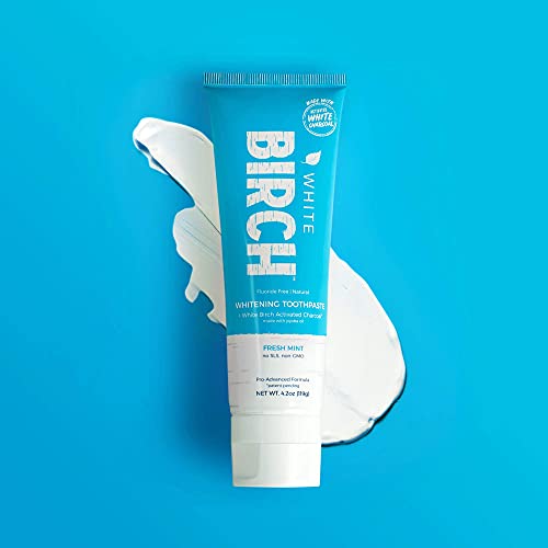 White Birch Activated White Charcoal Whitening Toothpaste- Professional Teeth Whitening Charcoal - Natural & Fluoride Free Oral Care (White Charcoal Toothpaste)