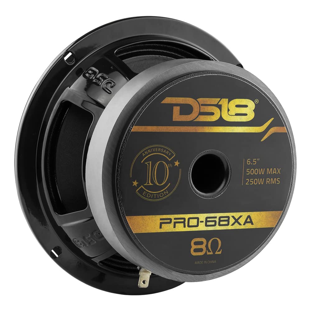 DS18 PRO-68XA 6.5β Special Edition 10th Anniversary Mid-Bass Loudspeaker 500 Watts Max 8-Ohms - Door Speakers for Car or Truck Stereo Sound System - 1 Speaker