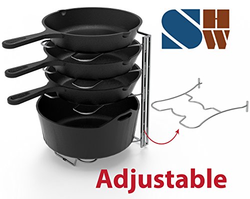 Simple Houseware 5 Adjustable Pot and Pan Organizer Rack, Chrome