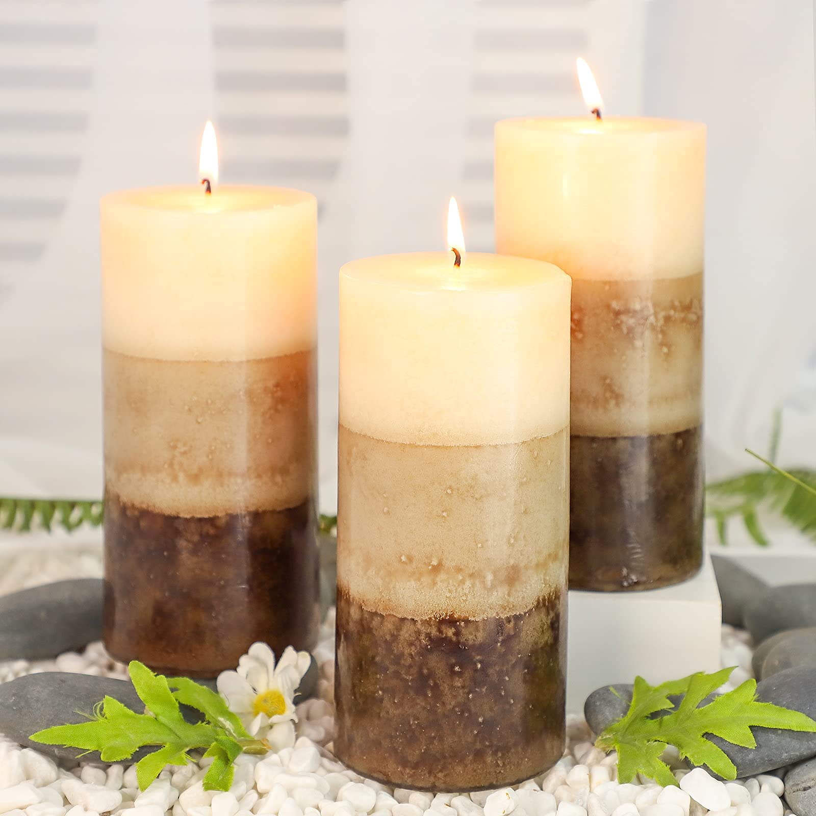 Petristrike Pillar Candles, Scented Candle, Set of 3 Vanilla Cupcake Aromatherapy Candles for Home Scented, Woman Gifts, Bathroom, Spa, Wedding (3 × 6")
