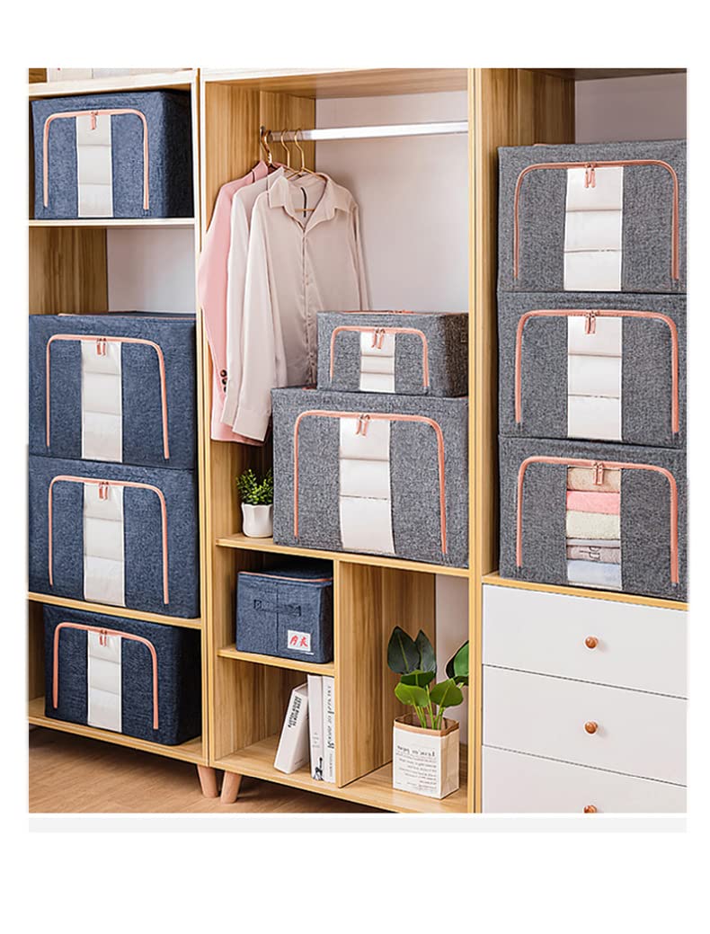 RTBQJ-AT Frame Storage Box, Large-Capacity Clothes Storage Containers ​with Transparent Windows and Handles, ​Mobile Storage Artifact for Bedding, Clothes, Closet, Bedroom (2 pieces large)