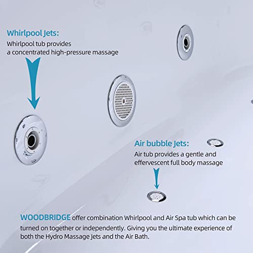 WOODBRIDGE 71" x 31 1/2" Whirlpool Water Jetted and Air Bubble Freestanding Bathtub , B0034