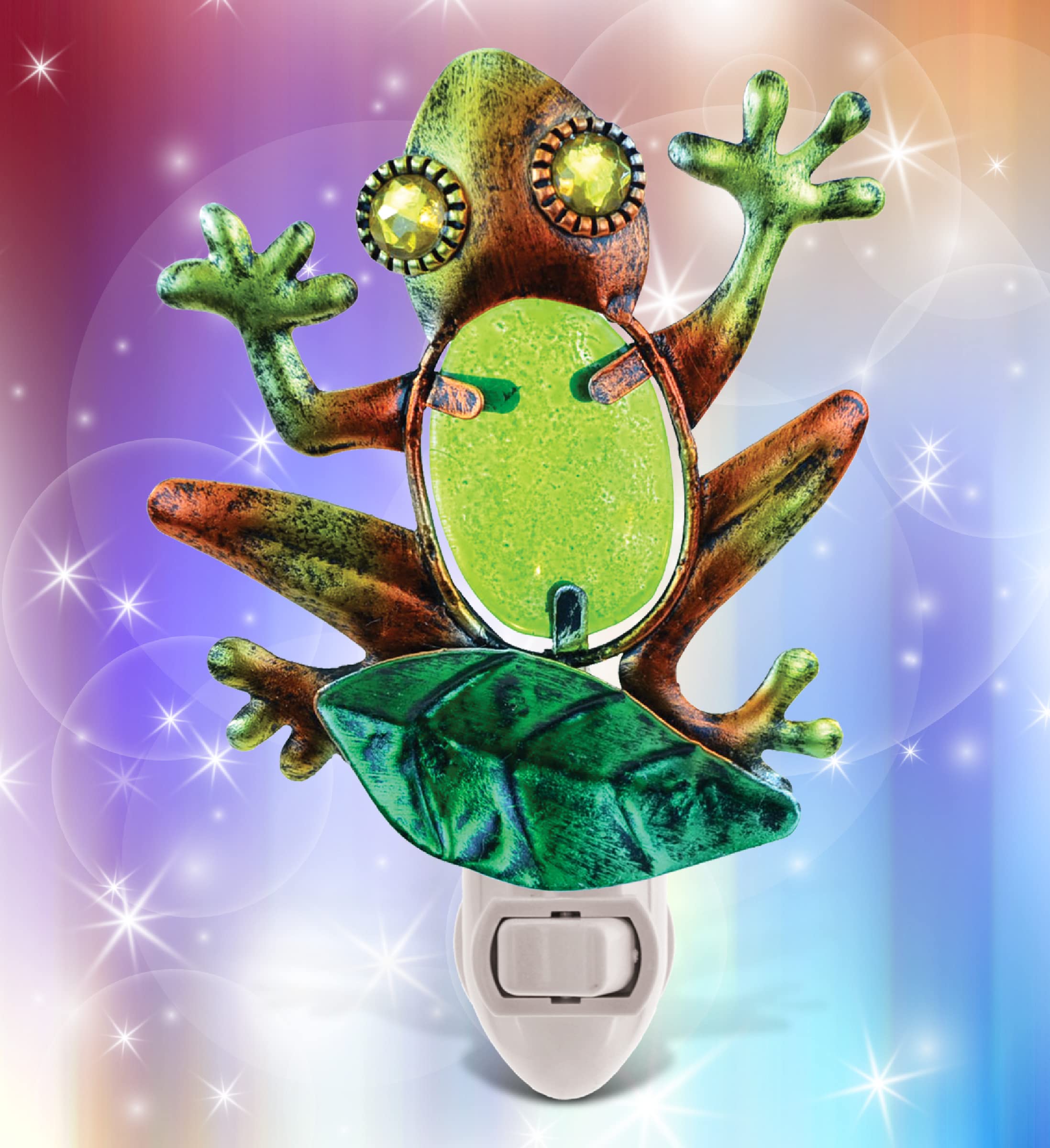 Puzzled Frog Night Light - 5.5 Inch Plug in Energy Efficient Decorative Socket Lamp, Manual On & Off Portable Lights for Stairway, Bedroom, Bathroom, Nursery, Home Accessory & Kitchen Decor