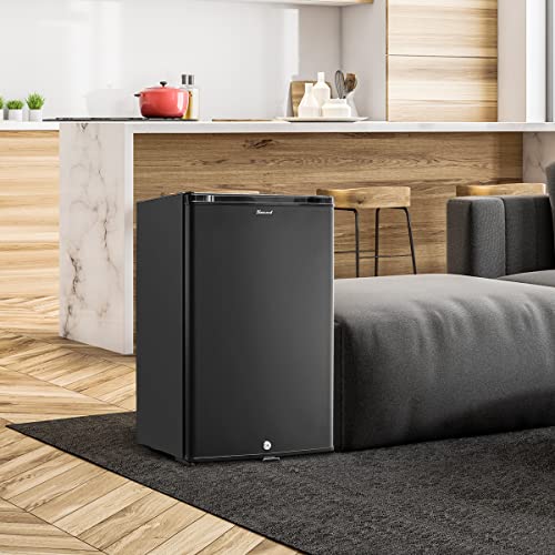 Smad No Noise 110V/12V Compact Refrigerator RV Truck Caravan Beverage Car Small Fridge with Lock, Reversible Door 1.7 Cu.Ft, Black