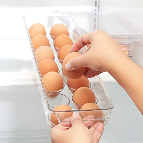 Totally Kitchen Egg Holder for Refrigerator, Fridge Organizers and Storage Clear, BPA-Free Plastic Storage Containers with Lid & Handles, 14 Eggs Tray Bins