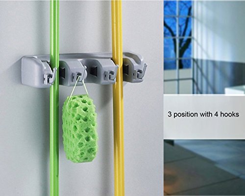 This Good Rate Mop and Broom Holder, Wall Mounted Garden Tool Storage Tool Rack Storage & Organization for Your Home, Closet, Garage and Shed (3Hole 4hanging)
