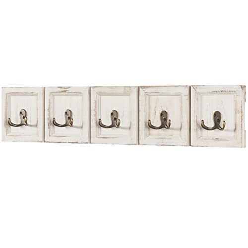 Rustic Wall Mounted Coat Rack with 5 double hanging hooks. Overall Size is 30.5"x6". Use as coat rack, hat organizer, key holder. Perfect for Entryway, Mudroom, Kitchen, Bathroom, Hallway, Foyer