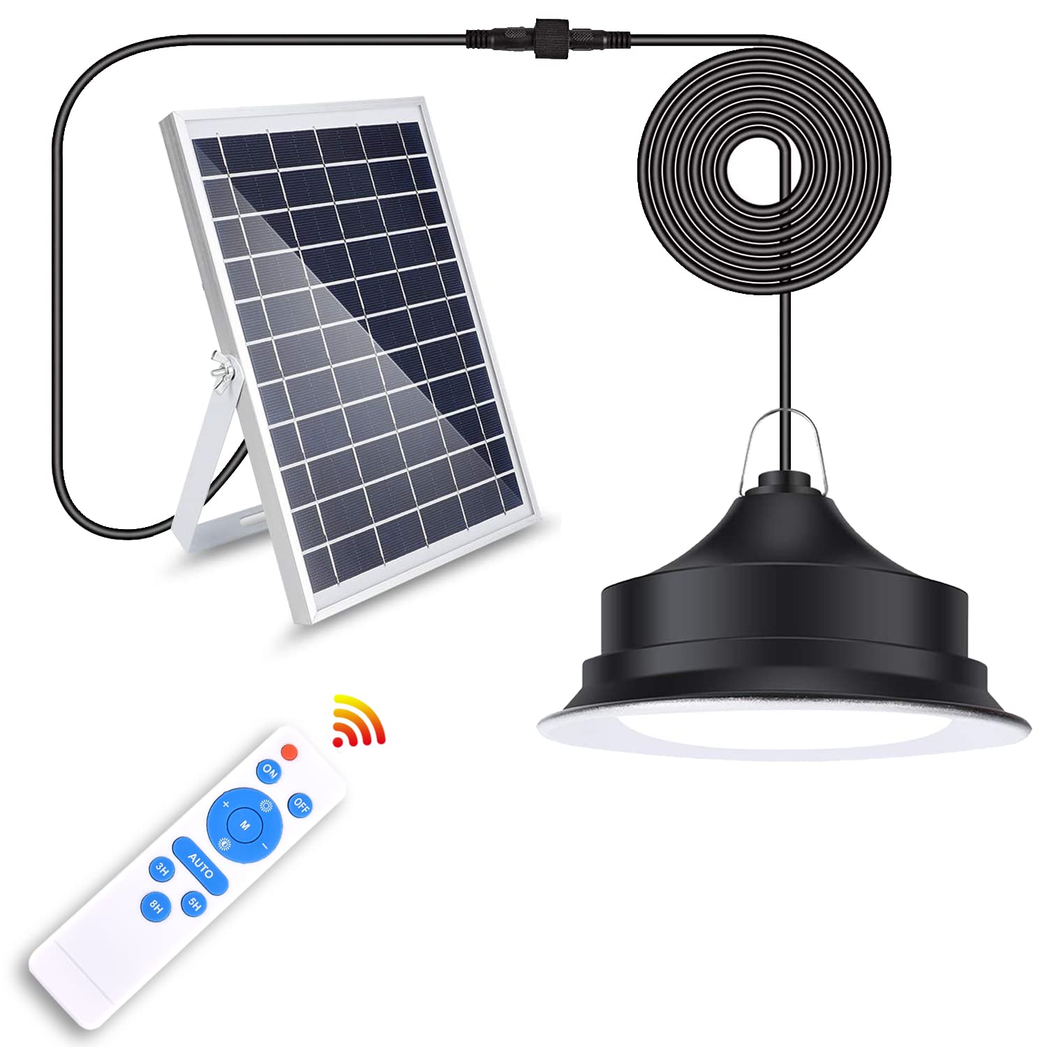 sunseatop Solar Pendant Lights, Solar Shed Lights by Remote Control Solar Powered Indoor & Outdoor Hanging Lights for Storage Room Home Yard Porch Balcony (White 6500k)