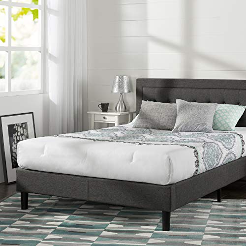 Zinus Dachelle Upholstered Platform Bed Frame / Mattress Foundation / Wood Slat Support / No Box Spring Needed / Easy Assembly, King, Dark Grey
