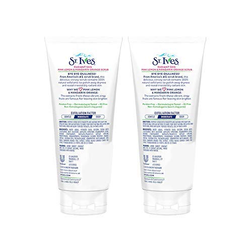 St. Ives Radiant Skin Pink Lemon and Mandarin Orange Face Scrub 6 oz (Pack of 2)