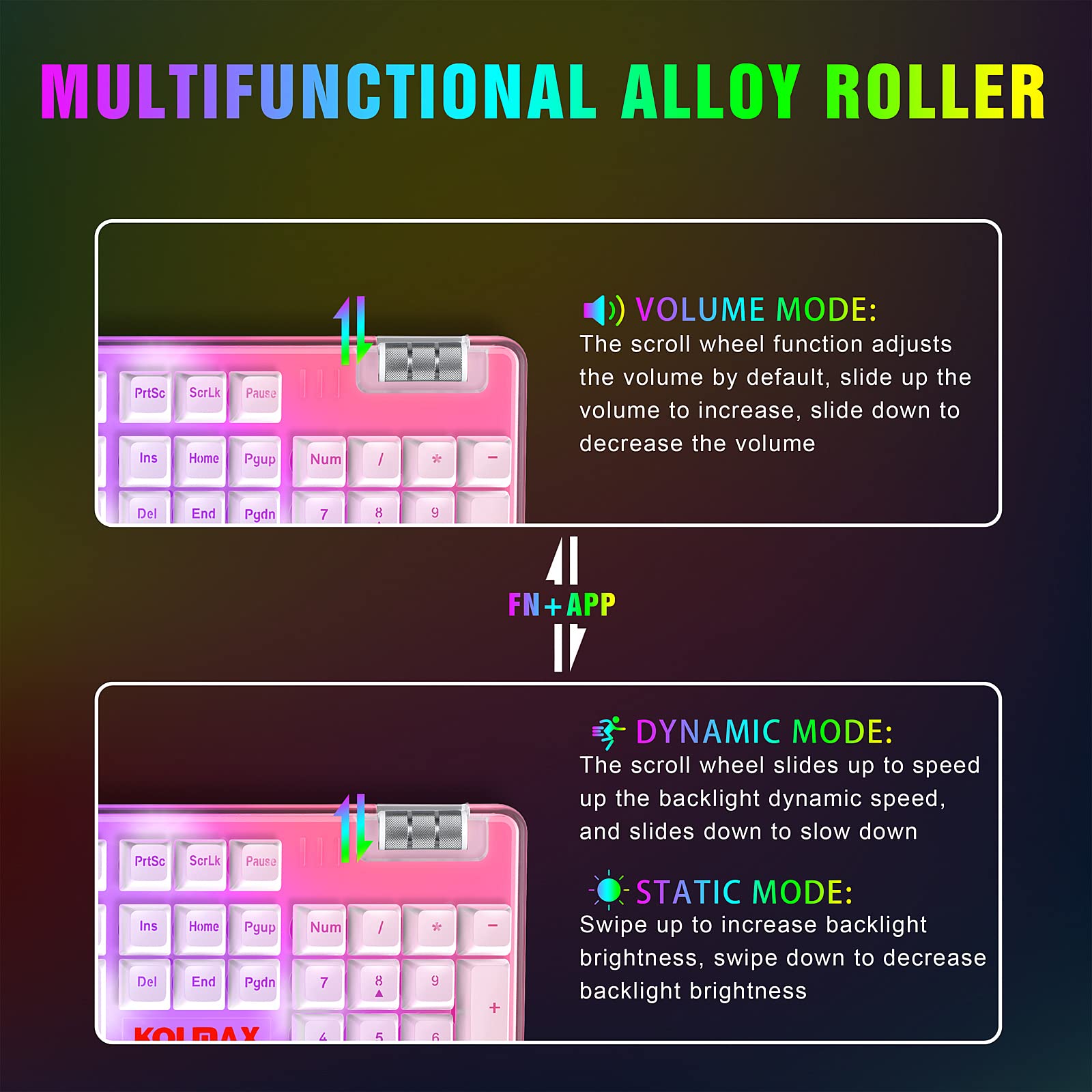 KOLMAX K10 Wireless Gaming Keyboard and Mouse Combo,Rechargeable 2.4G Transparent RGB Backlit Mechanical Feel Keyboard with PBT Keycap,Ergonomic Wireless Office Keyboard Mouse Set for PC Mac Win